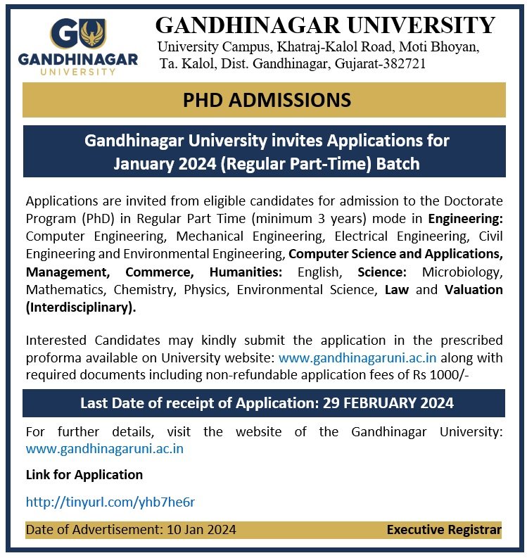 Ph.D Admissions - Gandhinagar University